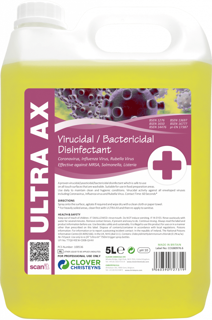 Ultra Ax Virucidal/Bactericidal Disinfectant 5L – KE Supplies